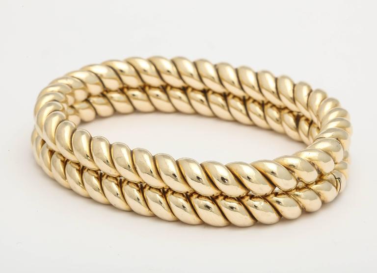 1960's Textured Gold Twist Design Pair Of Stylish Hinged Bangle ...