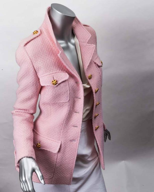 Chanel Pink Wool Jacket with "CC" Gripoix Buttons at 1stDibs