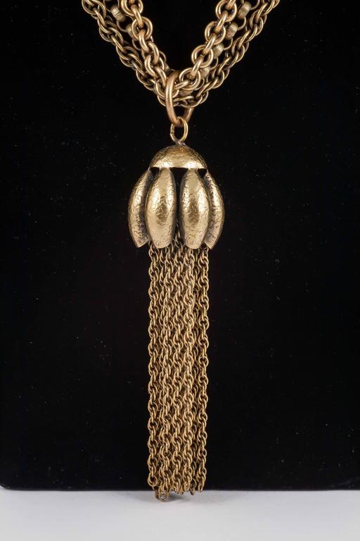 Spectacular Russian Gilt Multichain tassle superlong necklace. For Sale ...
