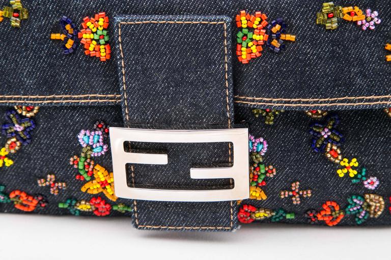 Beaded Fendi Denim Handbag at 1stDibs