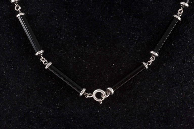 Sterling silver flapper necklace of glass, rhinestone and enamel, 1920s ...