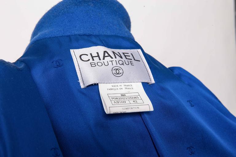 Chanel Sky Blue Wool Jacket with Gripoix Buttons - Size 42 at 1stDibs