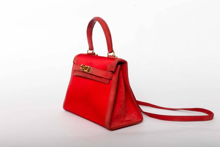 Very Rare Hermes Red Satin and Nubuck Mini Kelly at 1stDibs | hermes ...