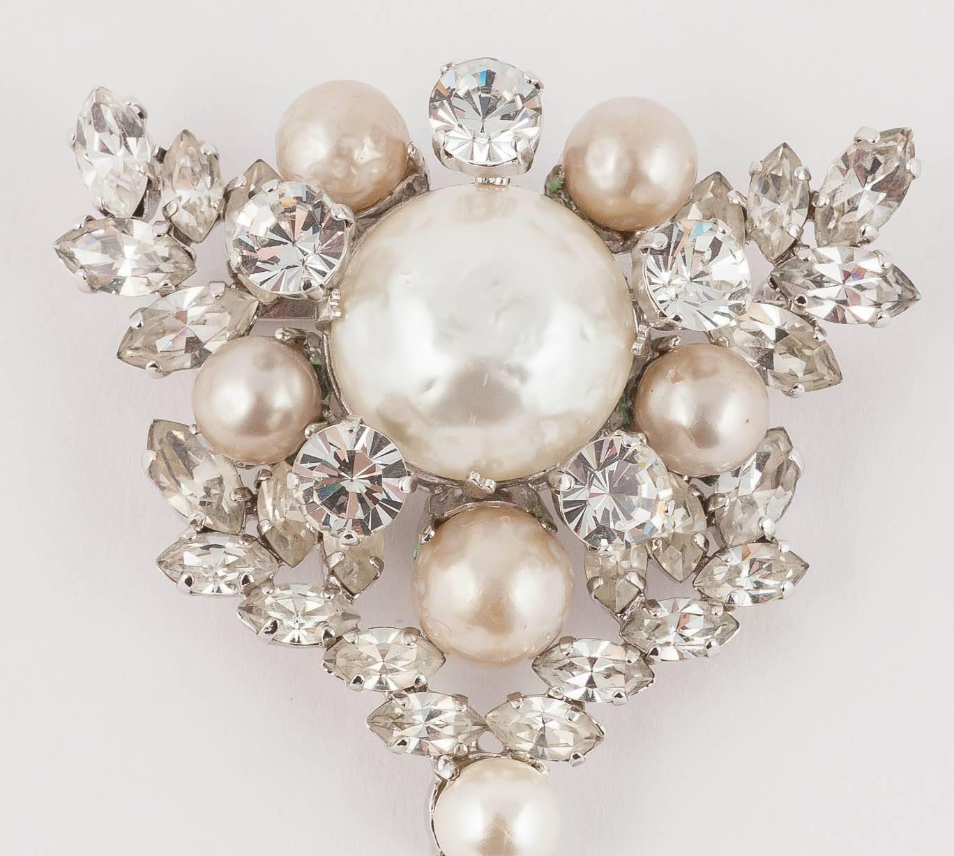 Christian Dior baroque pearl and clear paste brooch, dated 1961 at ...