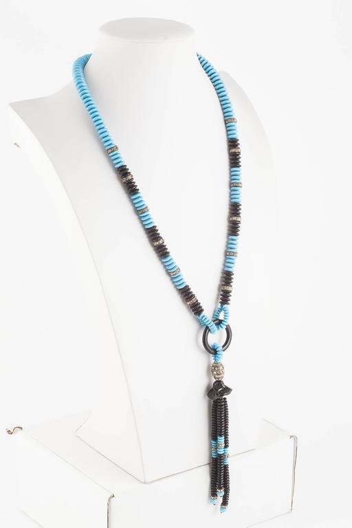 Turquoise and black glass sautoir, French, 1920s at 1stDibs