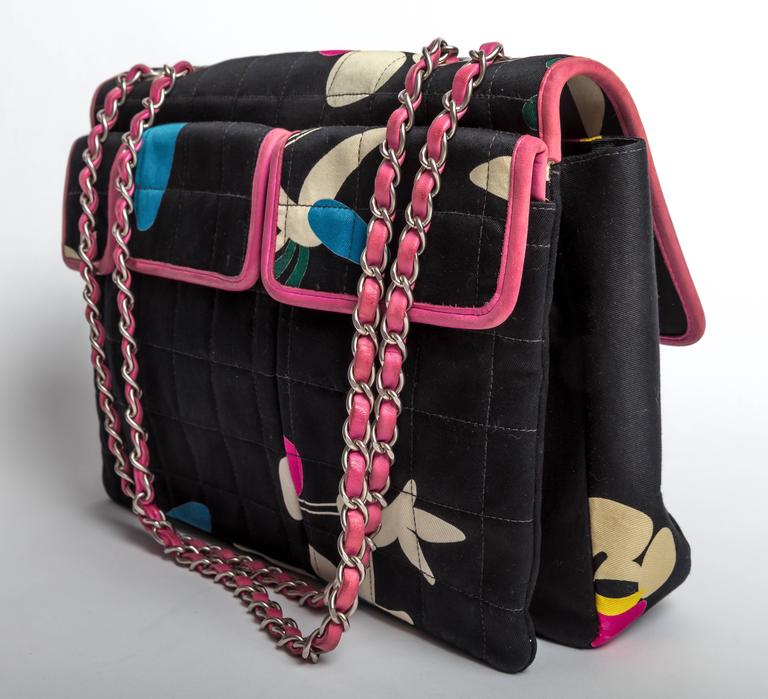 Chanel Multi Color Fabric Shoulder Bag with Silver Hardware at 1stDibs