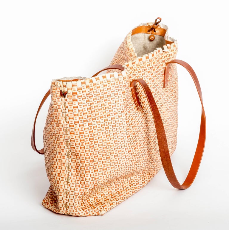 Henry Cuir Woven Leather Tote at 1stDibs | henry cuir handbags