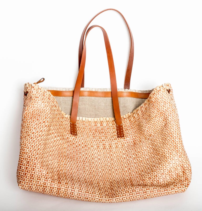 Henry Cuir Woven Leather Tote at 1stDibs | henry cuir handbags