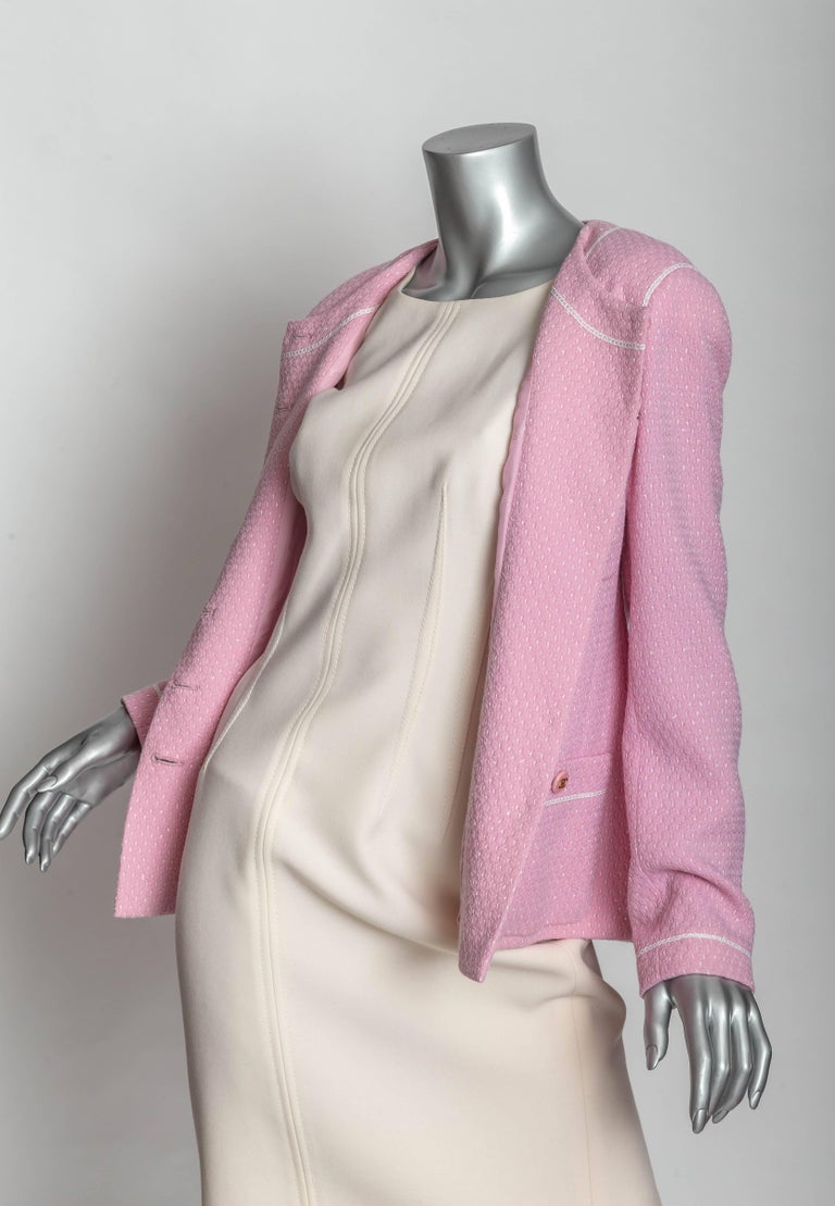 Chanel Jacket in Pink with Chanel Logo Buttons - 42 at 1stDibs