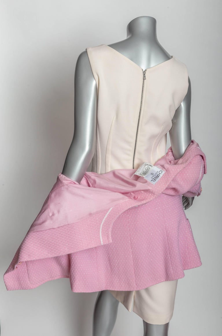 Chanel Jacket in Pink with Chanel Logo Buttons - 42 at 1stDibs