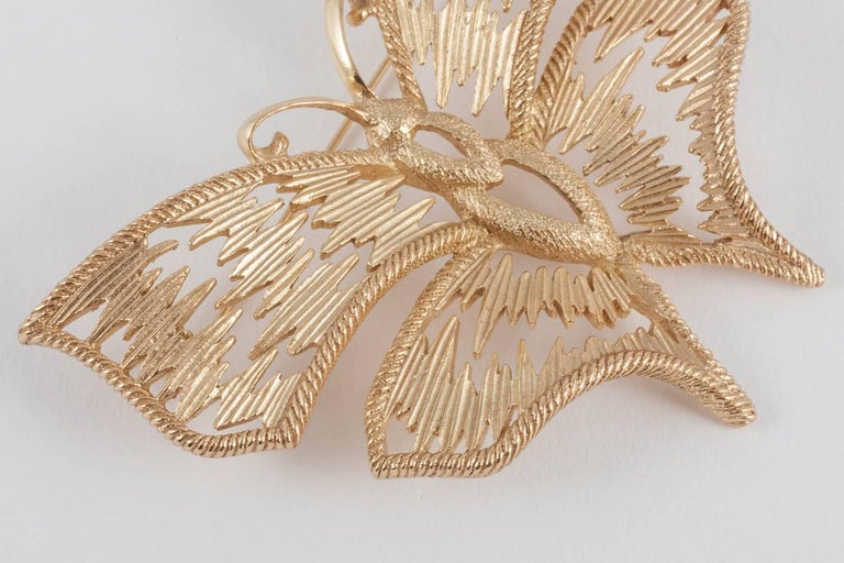 Gilt metal large butterfly brooch, Christian Dior, 1970s For Sale at ...