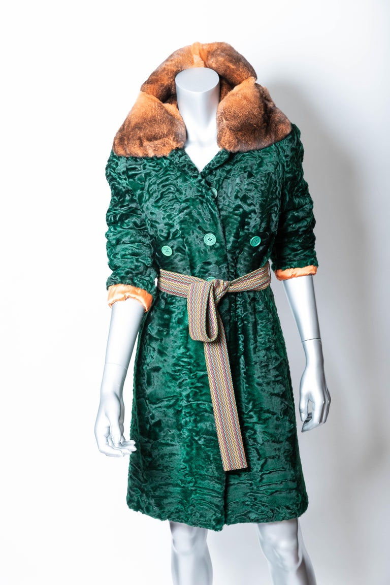 Etro Persian Lamb Coat with Mink Collar - Size 44 / US 8 at 1stDibs