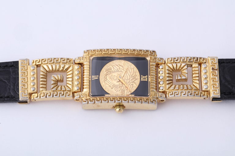 Gianni Versace Medusa Watch with Greek Key Motifs For Sale at 1stDibs