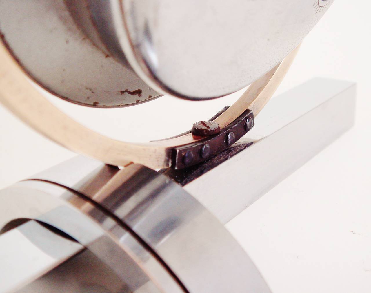 English Art Deco Asymmetrical Chrome and Brass, Mechanical Tilt Shelf ...