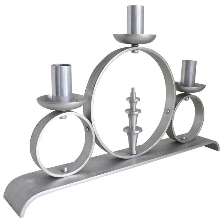 Machine Age Art Deco Skyscraper Candlestick Holders Merle Faber Silver ...