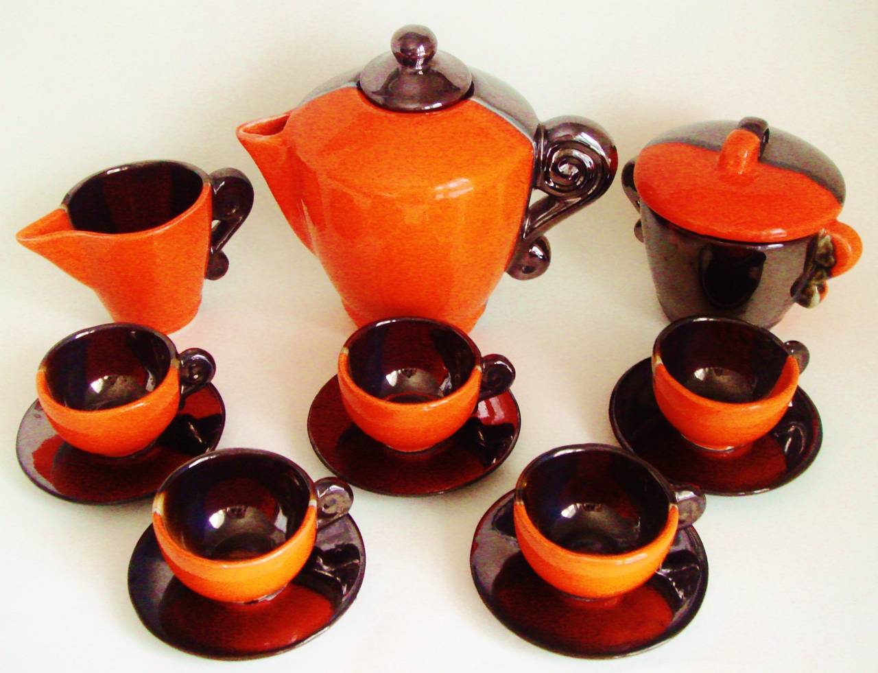 French Mid-Century Modern Eight-Piece Coffee Service by Lucchesi for ...