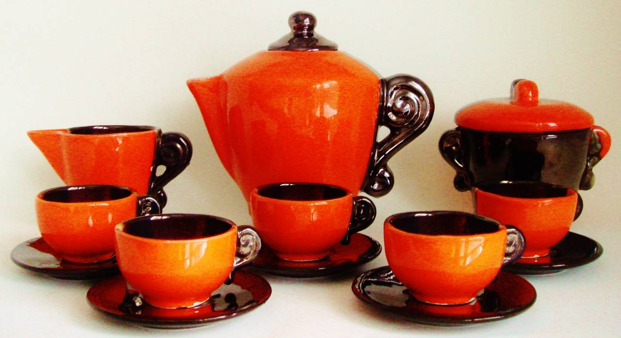 French Mid-Century Modern Eight-Piece Coffee Service by Lucchesi for ...