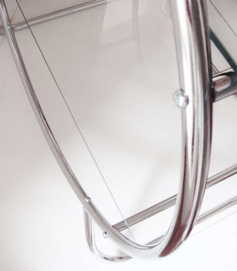 Large German Art Deco Chromed Steel and Glass, Two Tier Cocktail Table ...