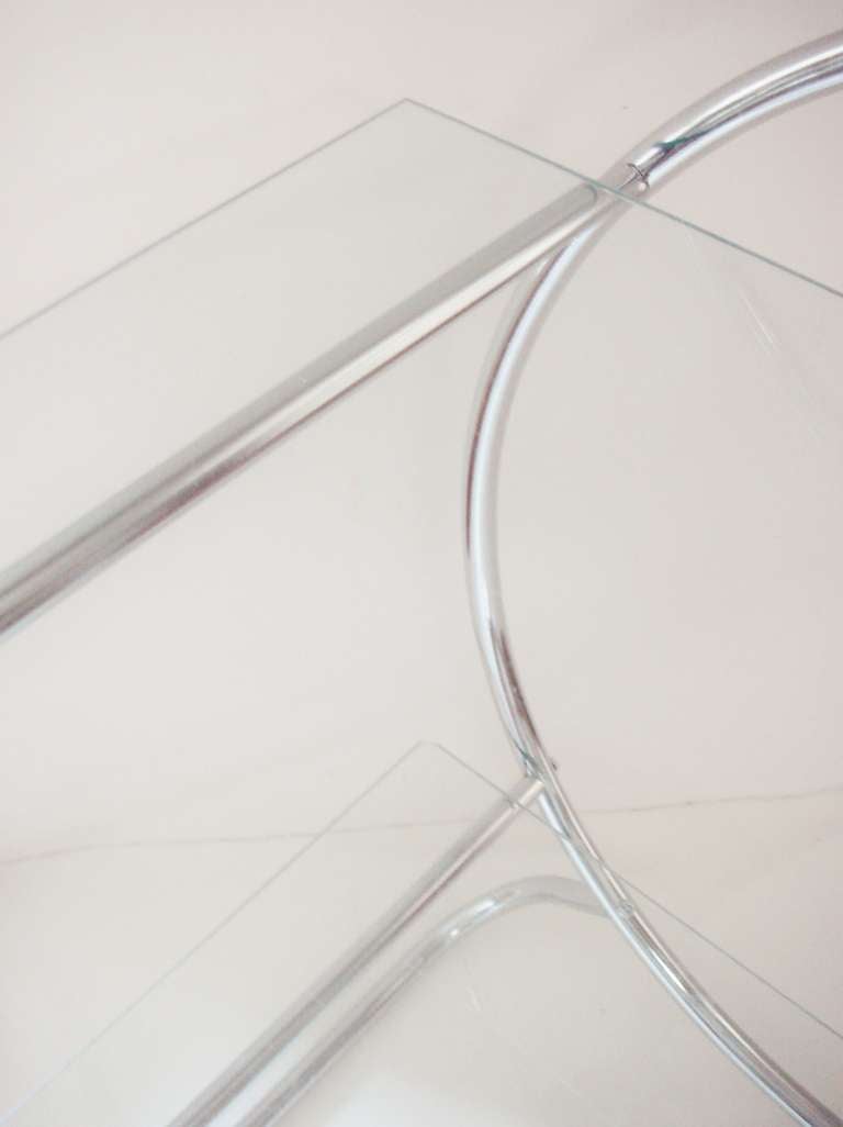 Large German Art Deco Chromed Steel and Glass, Two Tier Cocktail Table ...
