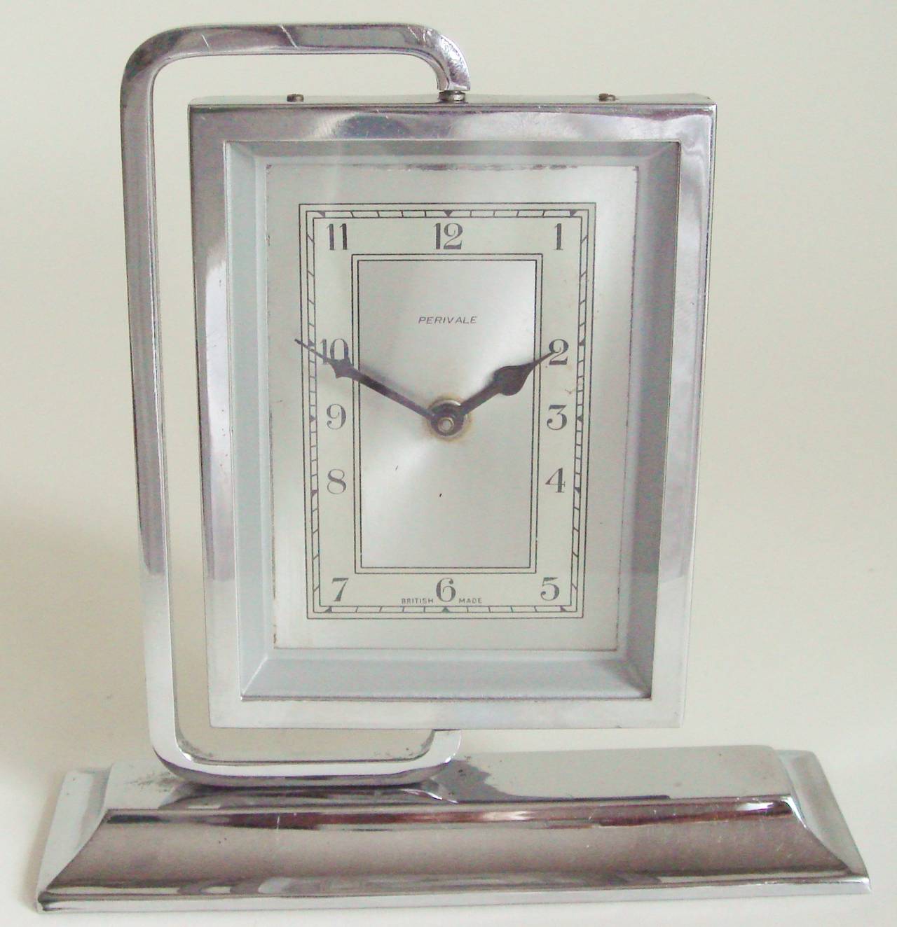 English Art Deco Chrome Rectangular Swivel Desk Clock by Perivale. at ...
