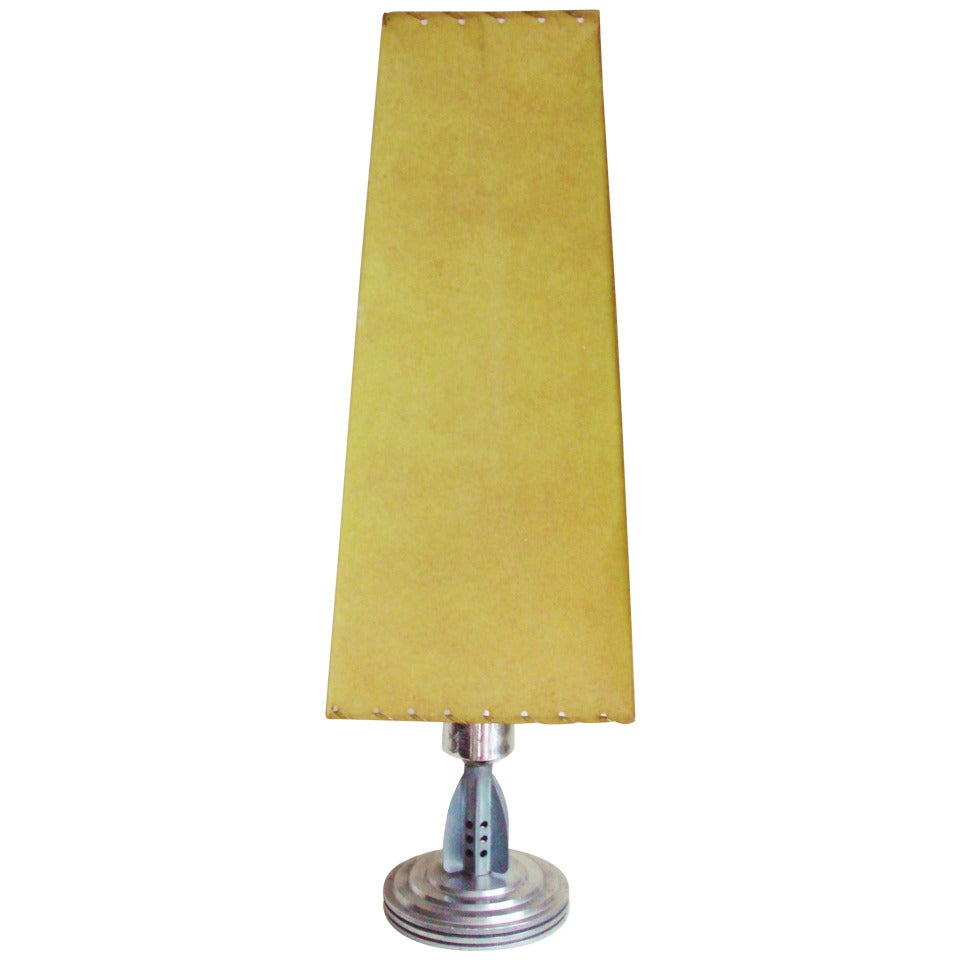 English Trench Art, Chromed Mortar Shell Table Lamp with Original Shade ...