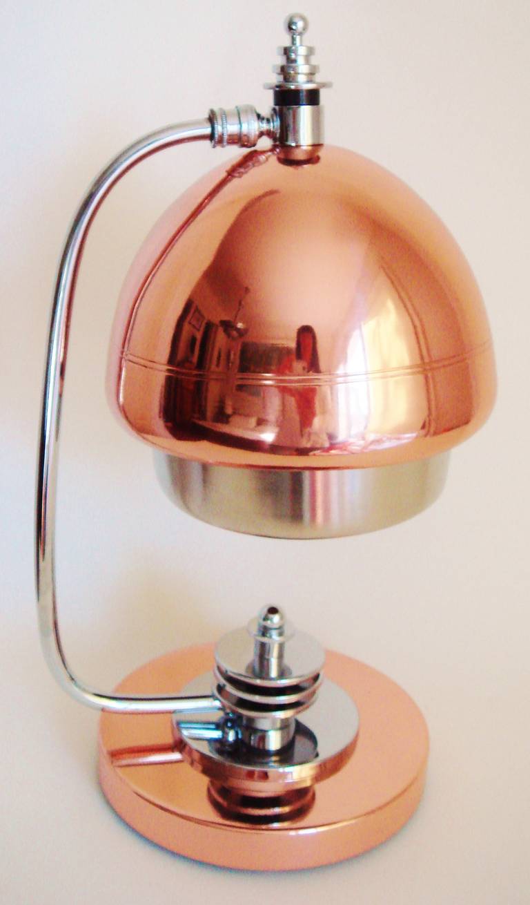 Pair of American Art Deco Chrome and Copper Adjustable Lamps by Markel ...