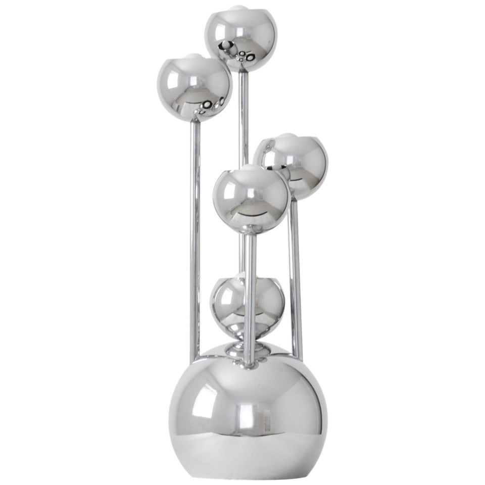 American 1960s Modern Chrome Five Eyeball Table Torchiere Lamp at 1stDibs