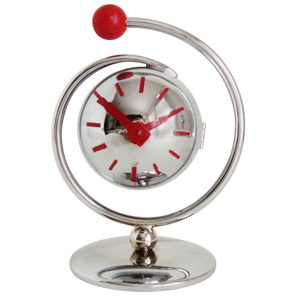 Fabulous and Rare German Art Deco Chrome Spiral Mounted Mechanical Ball ...
