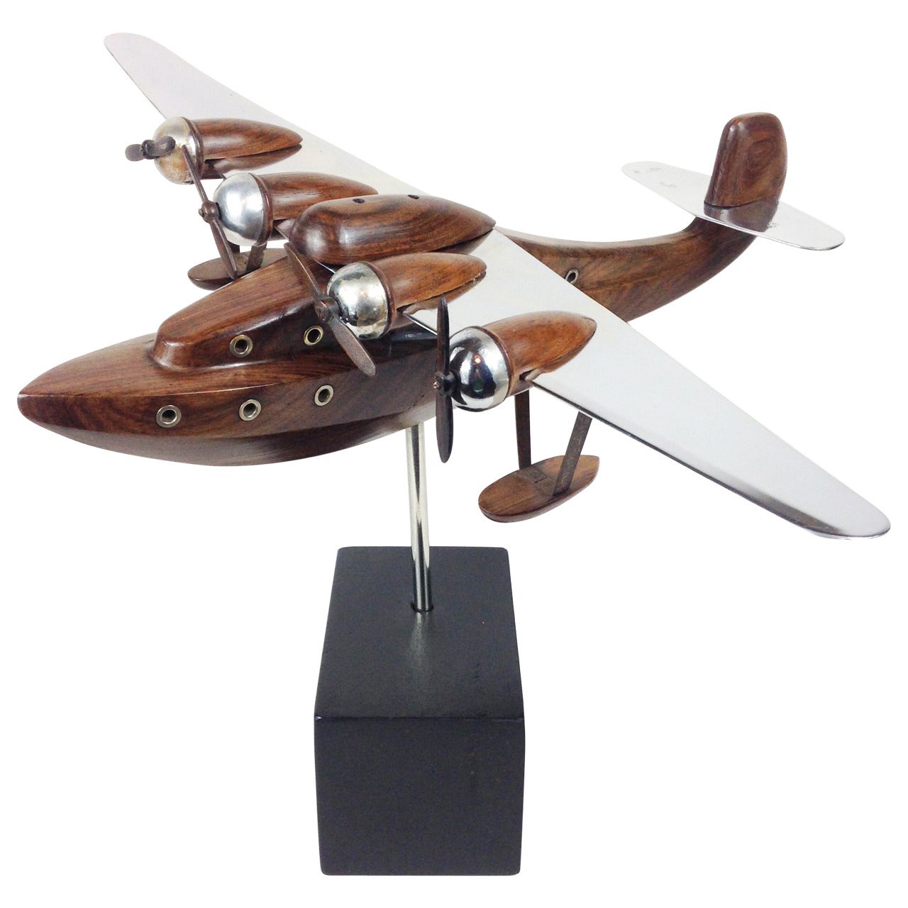 Rosewood and Chrome Flying Boat Model, circa 1930 at 1stDibs