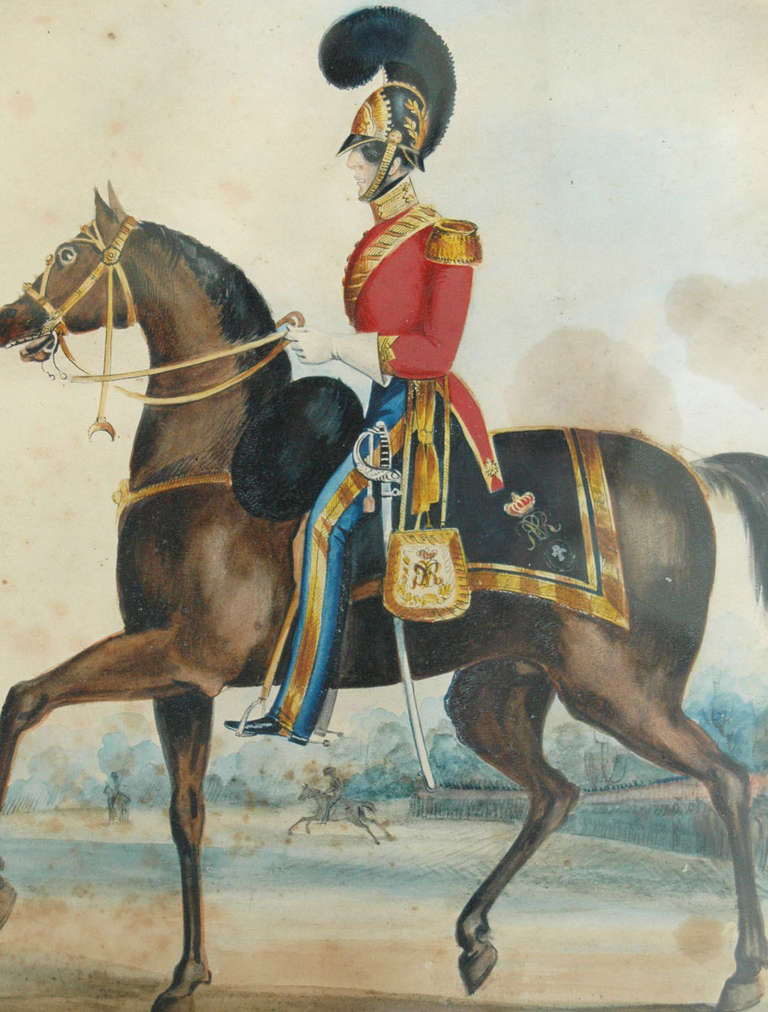 Watercolor of an Officer of the 3rd Dragoon Guards, circa 1830 For Sale ...