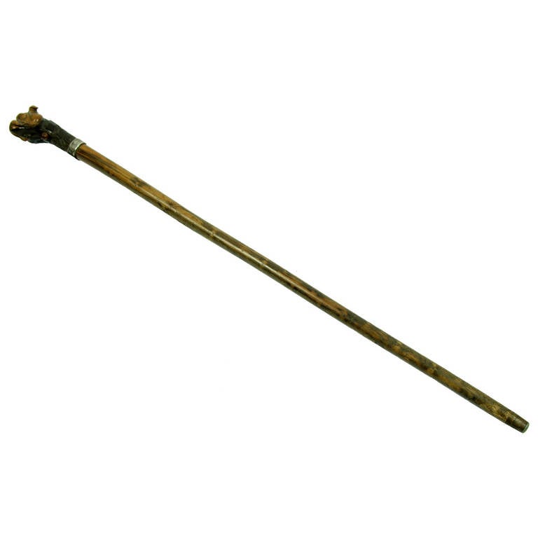 Victorian Automaton Boxer Dog Walking Cane with Engraved Silver Collar ...