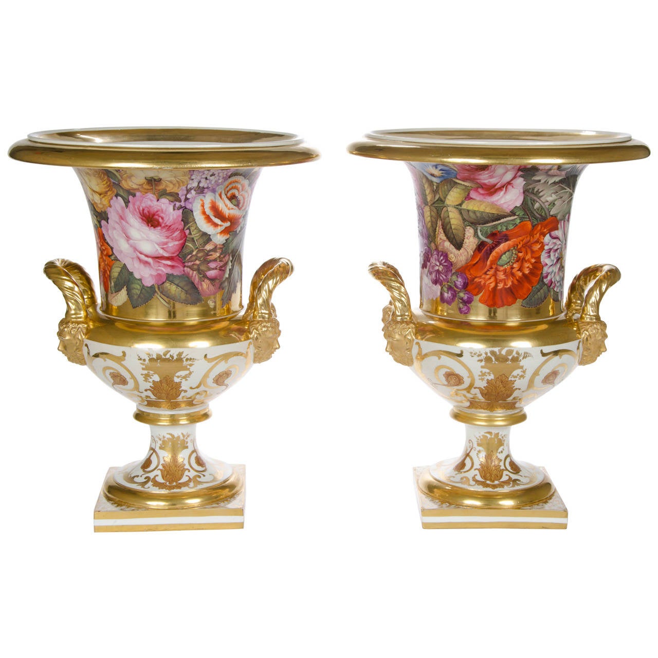 Very Fine Pair of Derby Porcelain Vases, English, circa 1810 For Sale ...
