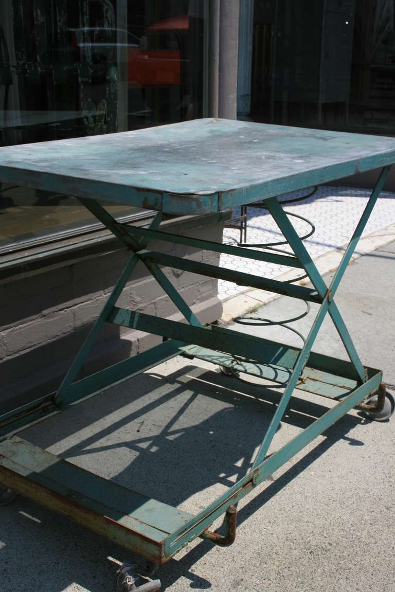 Adjustable Height Industrial Spring Table For Sale at 1stDibs
