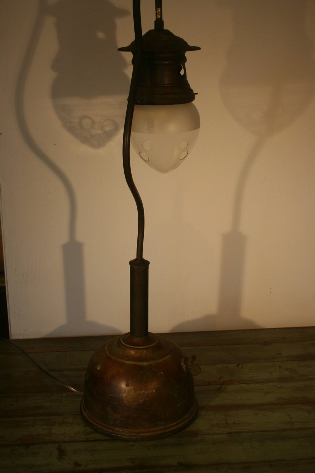 Late 19th Century Gas Industrial Table Lamp, Rewired at 1stDibs
