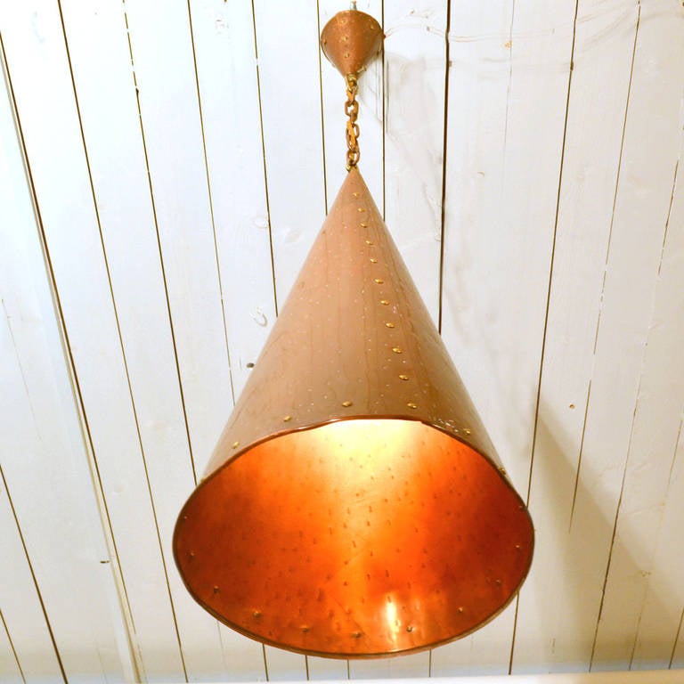 1950''s Scandinavian Cone-Shaped Hand Beaten Copper Pendant Lamp For ...