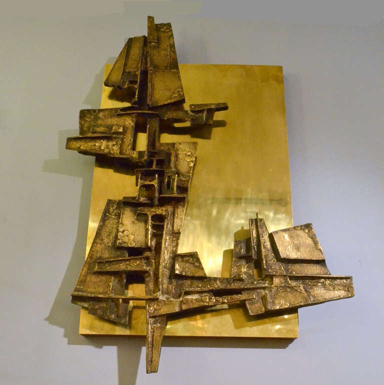 Brutalist Bronze 1960's Relief at 1stDibs
