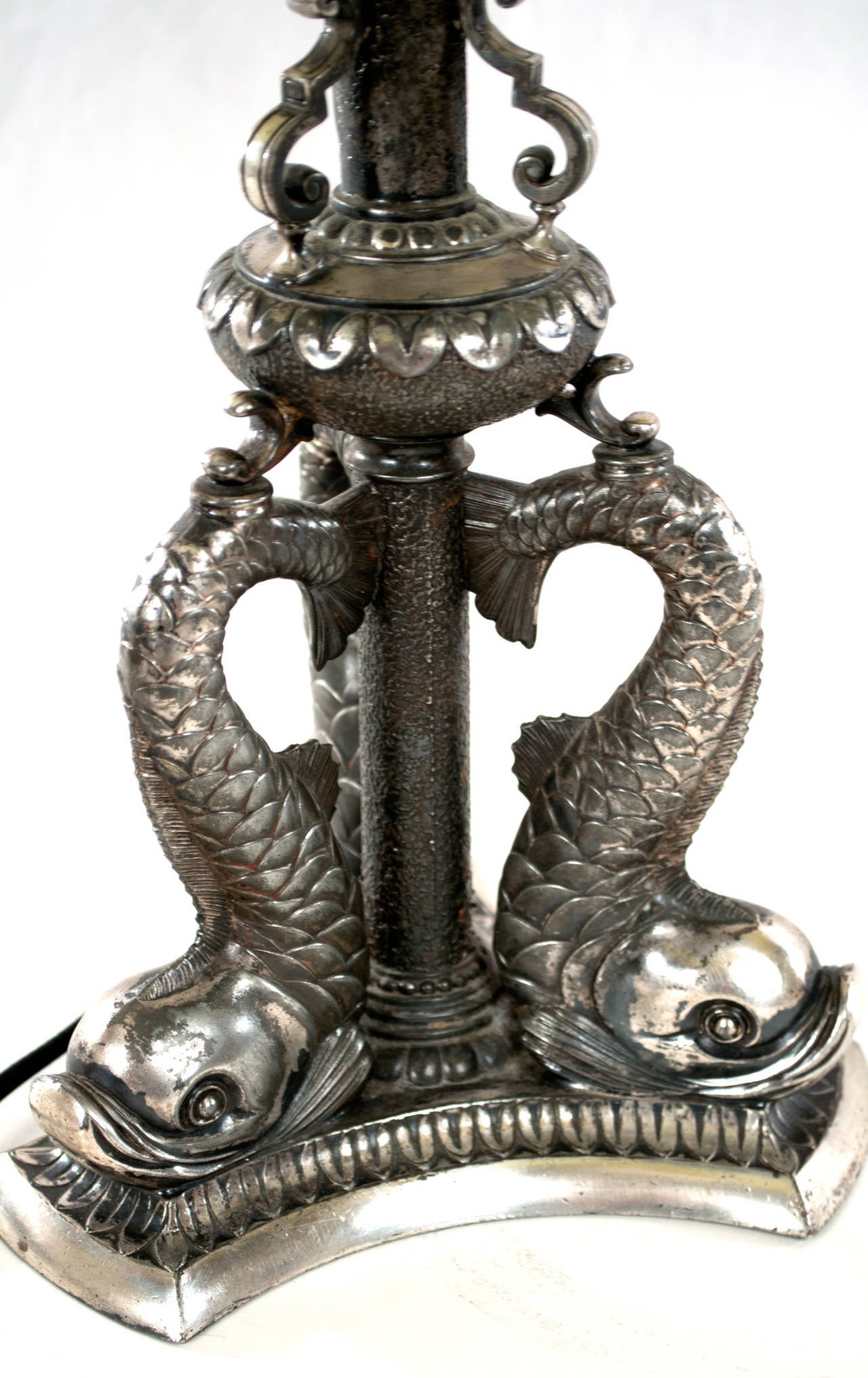 American Pair-Point Glass Table Lamp with Dolphin Base at 1stDibs ...