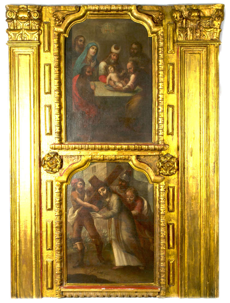 A Set of Large Spanish Colonial Panels Depicting the Life of Christ at ...