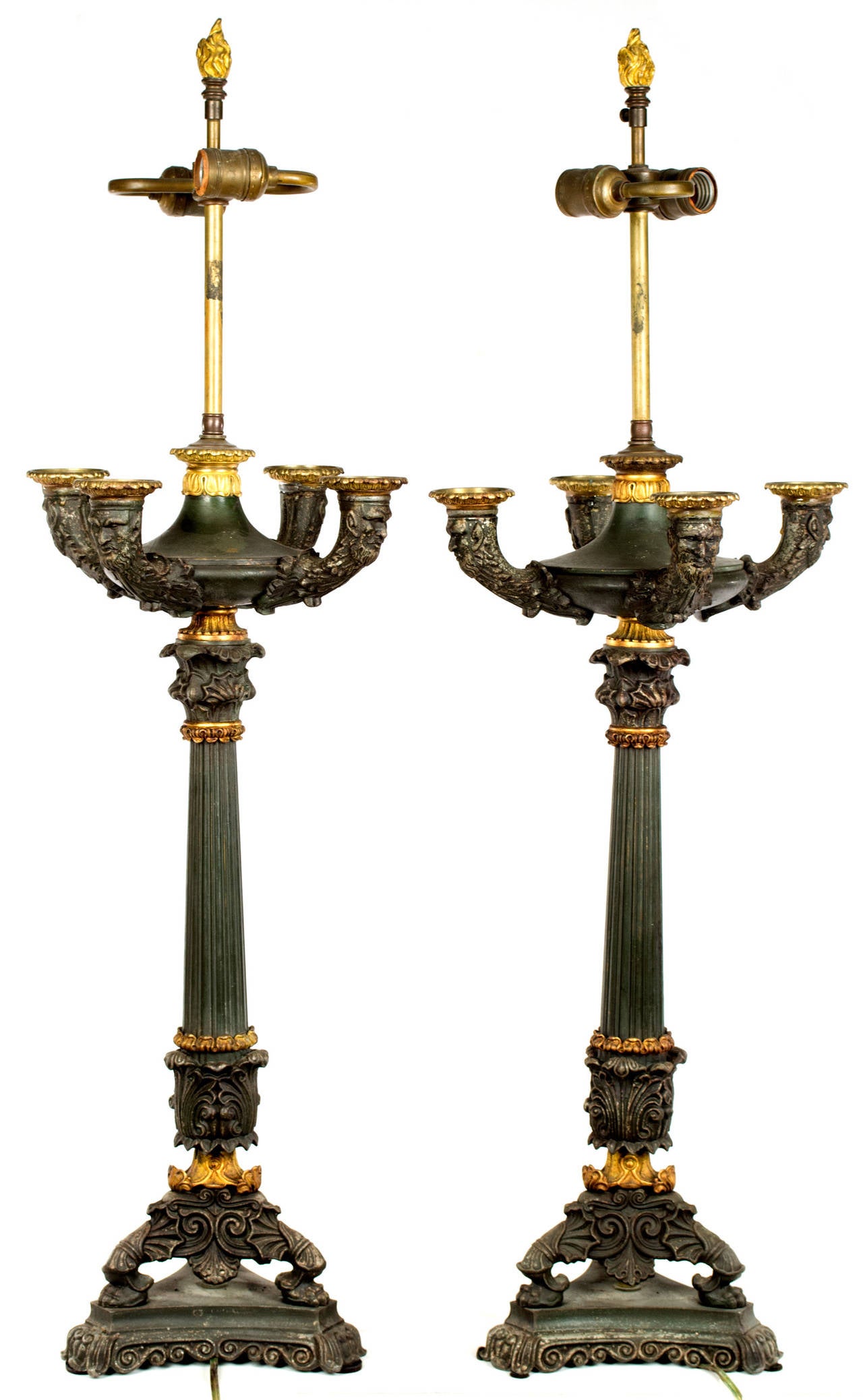 Pair of Bronze and Ormolu Renaissance Revival Table Lamps at 1stDibs
