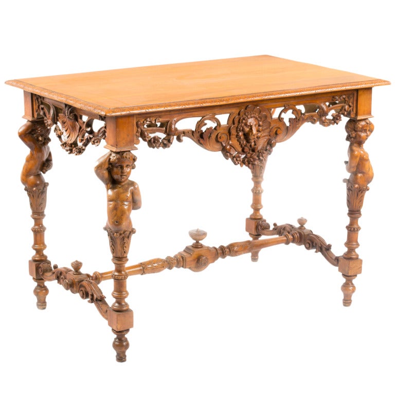 A Italian Walnut Renaissance Revival Table For Sale at 1stDibs