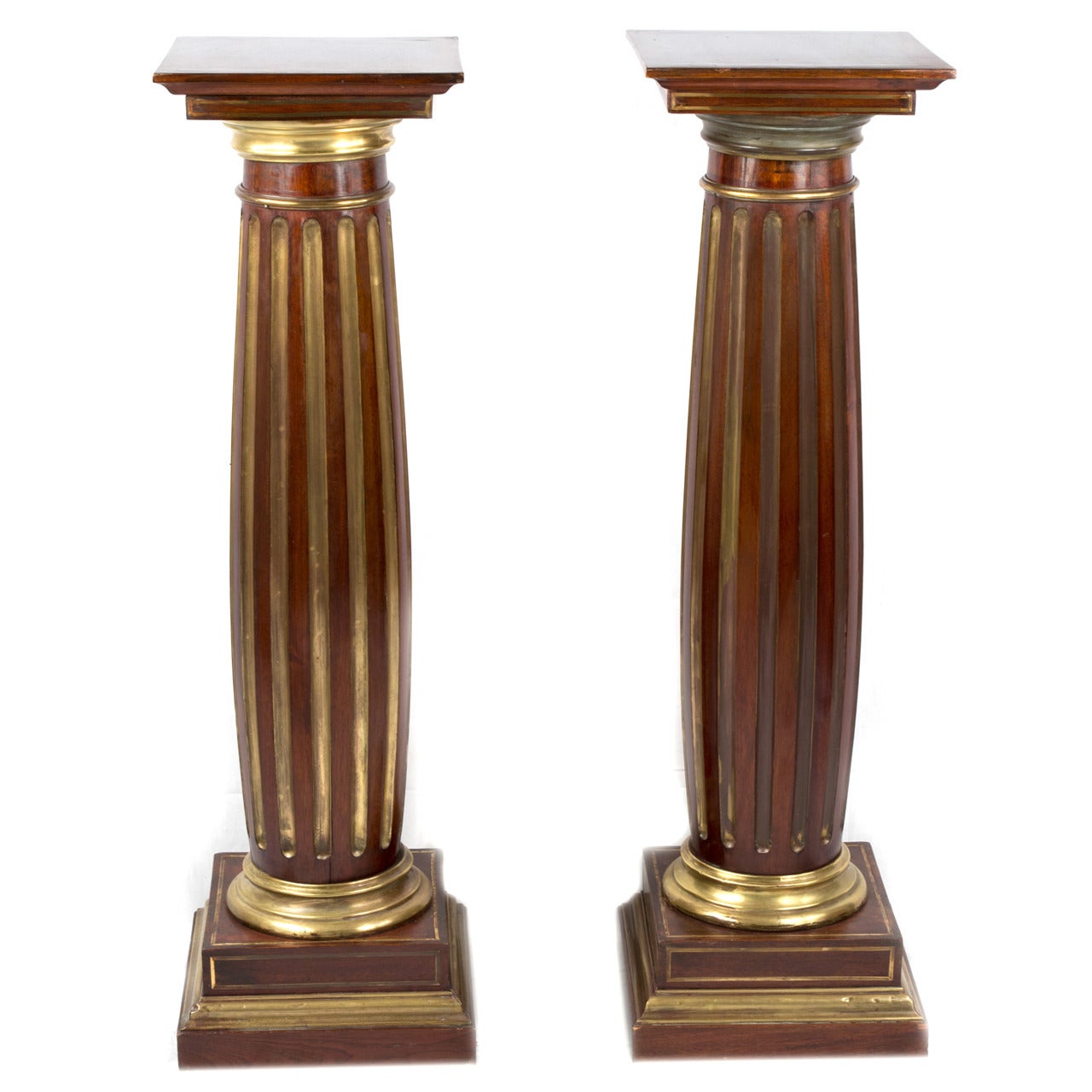 A Pair of English Mahogany, Gilt and Ormolu Pedestals at 1stDibs