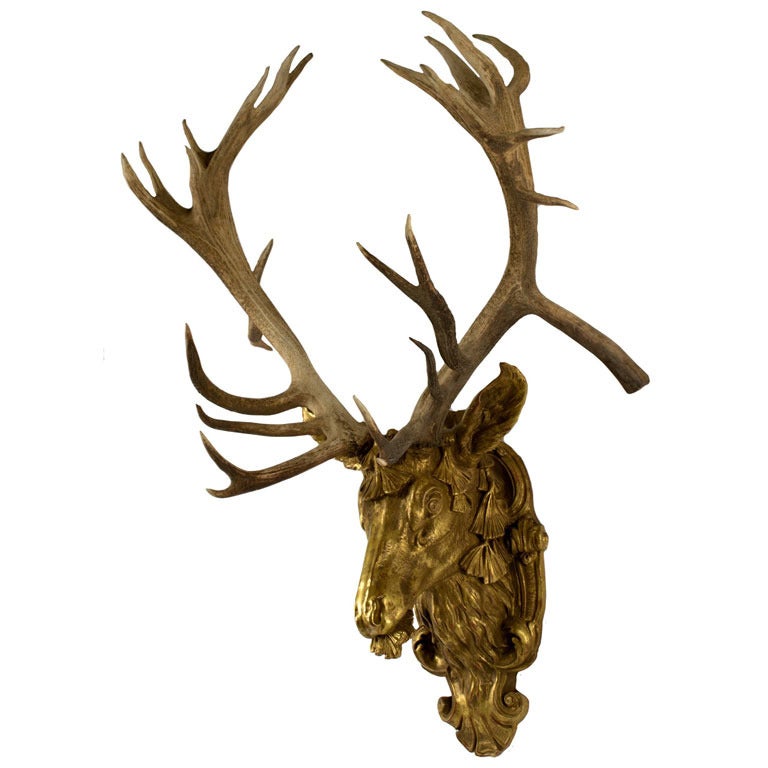 Gilt Red-Deer Stag Head at 1stDibs