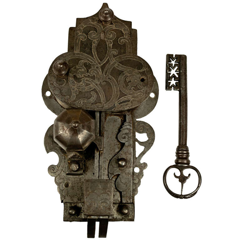 Large, 16th Century Etched Lock and Key at 1stDibs | boothby lock 16th ...