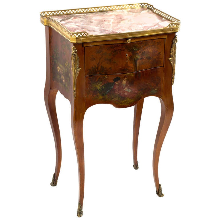Louis XVI Transitional Style Painted and Ormolu Night Stand at 1stDibs
