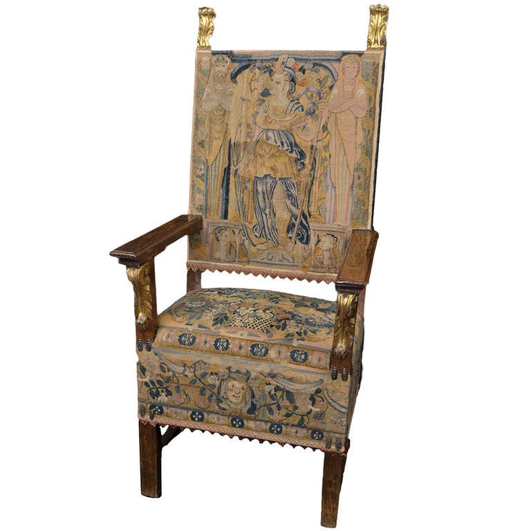 Italian Baroque Tapestry Chair at 1stDibs