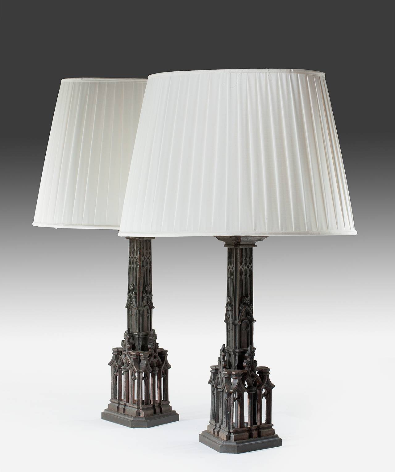 A pair of Gothic Bronze Table Lamps at 1stDibs