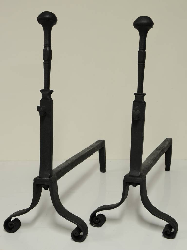 A Pair of Elegant Tall French Andirons at 1stDibs