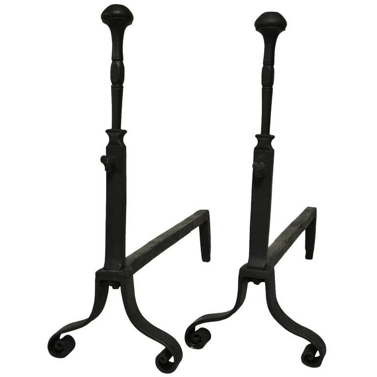 A Pair of Elegant Tall French Andirons at 1stDibs