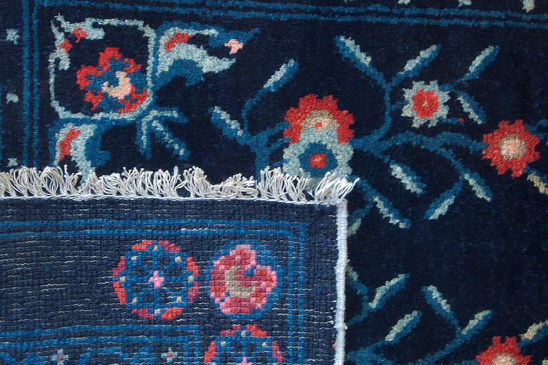 Charming Soft Baotou Inner Mongolian Indigo Blue Buddhist Rug For Sale ...