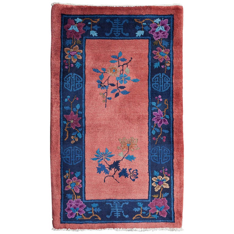 Elegant Antique Red Coloured Chinese Tianjin Rug For Sale at 1stDibs